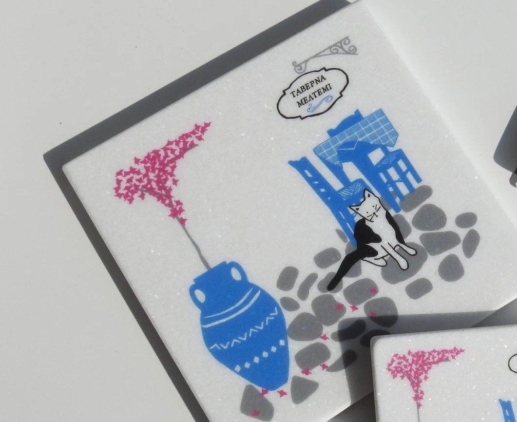 Bougainvillea Cat Marble Trivet – The Greek Providore